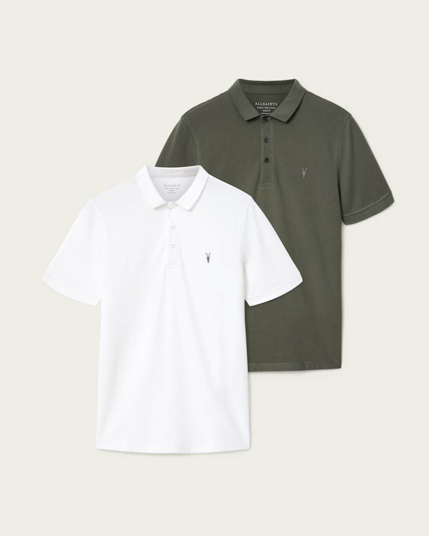 Reform Short Sleeve Polo Shirts 2 Pack WHITE/PITCH GREEN | ALLSAINTS US